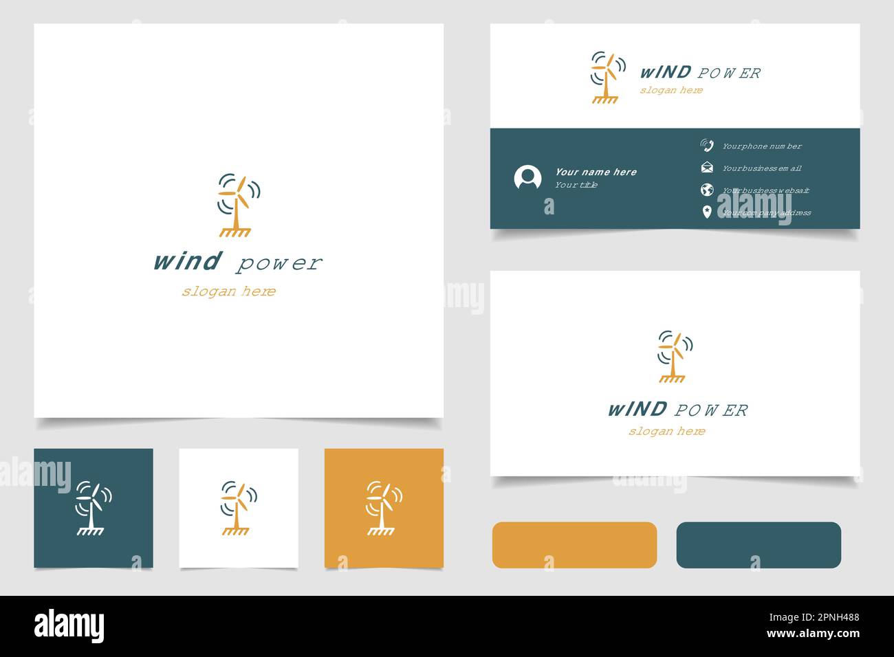 Wind power logo design with editable slogan. Branding book and business ...