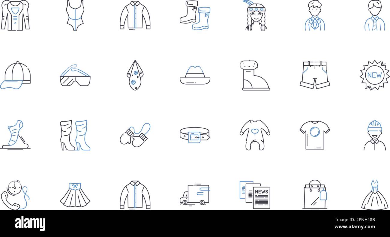 Clothing emporium line icons collection. Fashionable, Trendy, Boutique ...