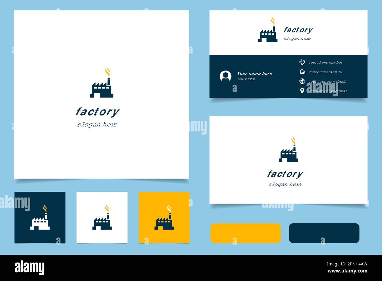 Factory logo design with editable slogan. Branding book and business ...