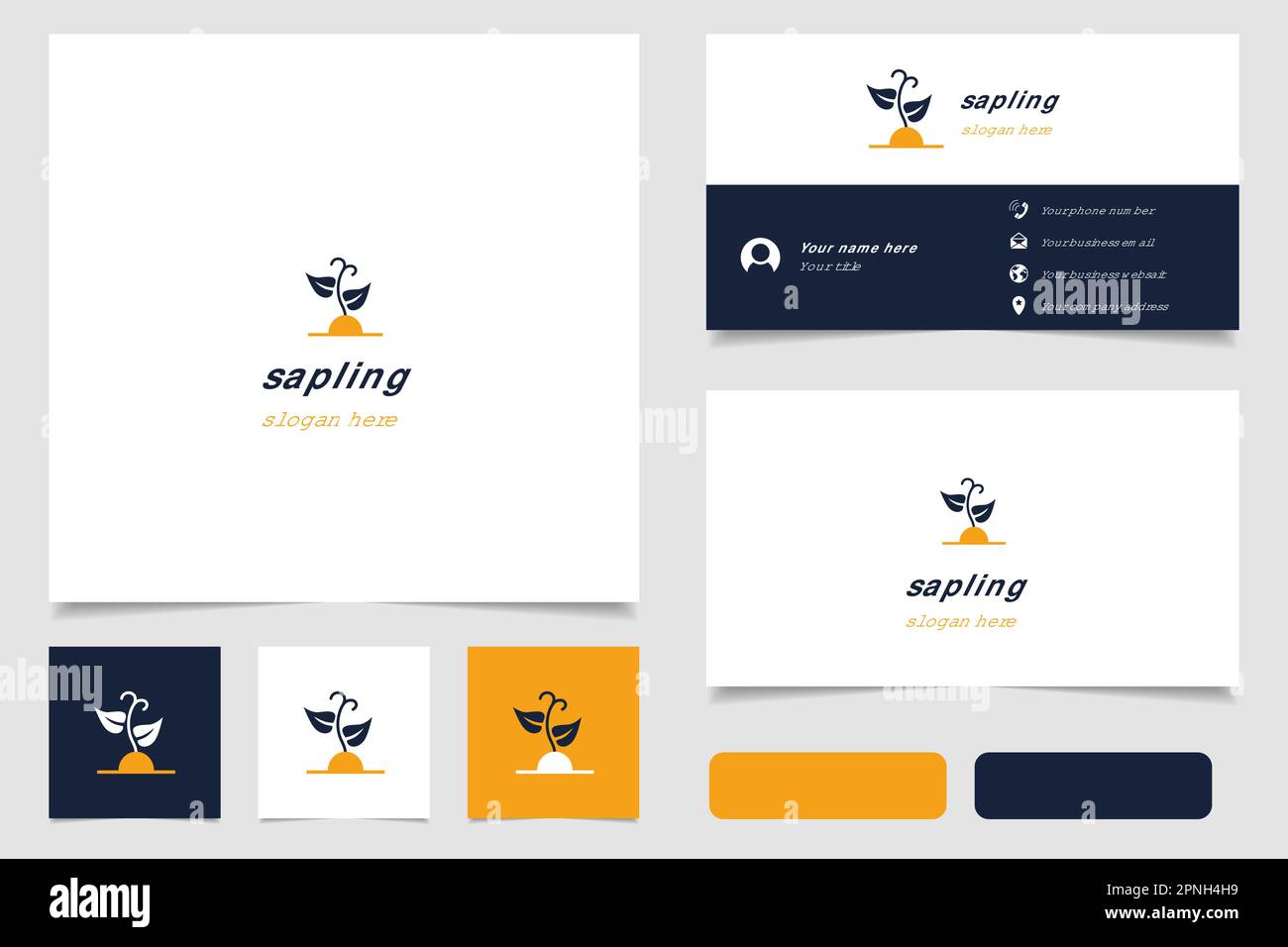 Sapling logo design with editable slogan. Branding book and business ...