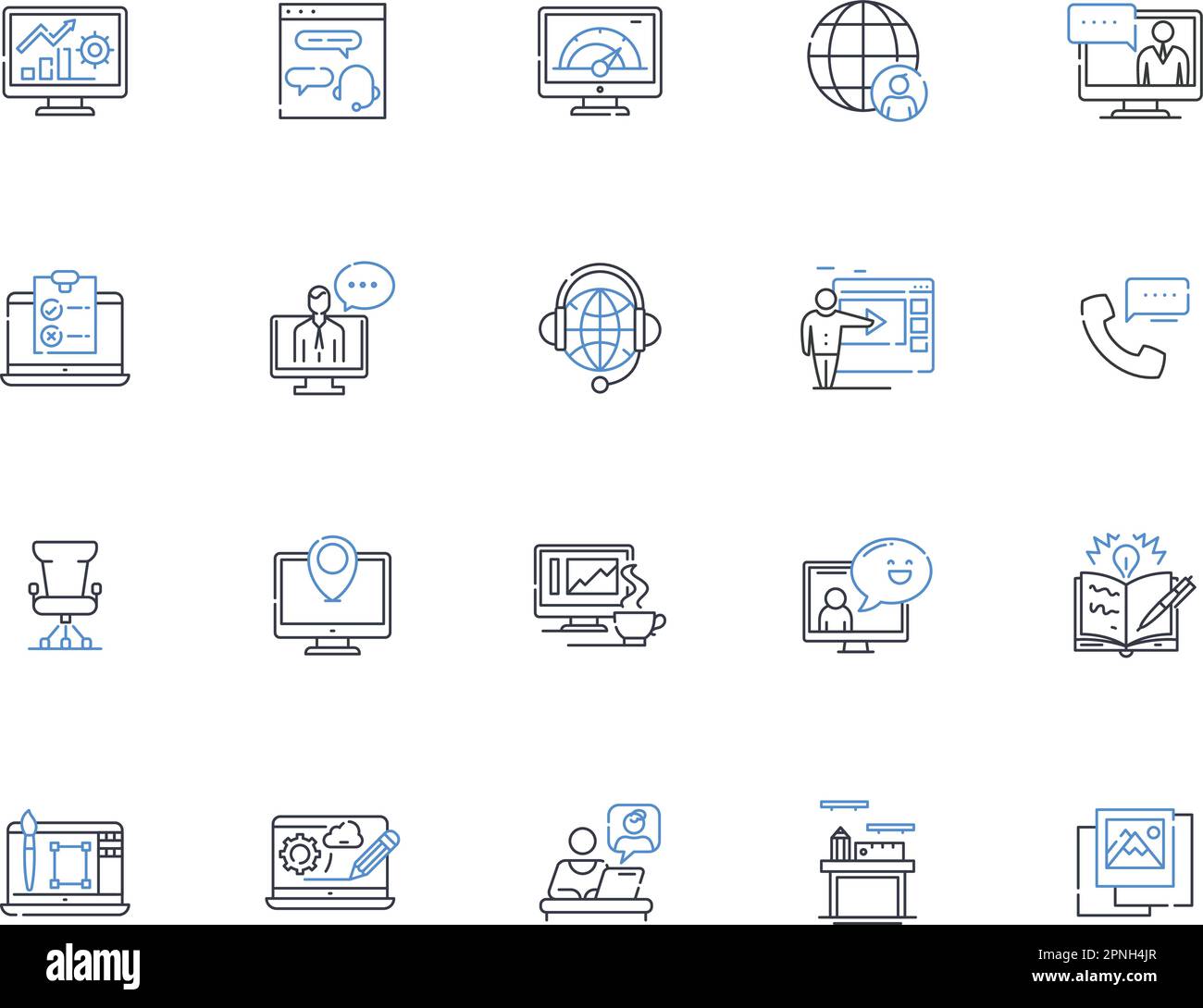 Task Workflow Line Icons Collection Automation Streamline Efficiency Collaboration