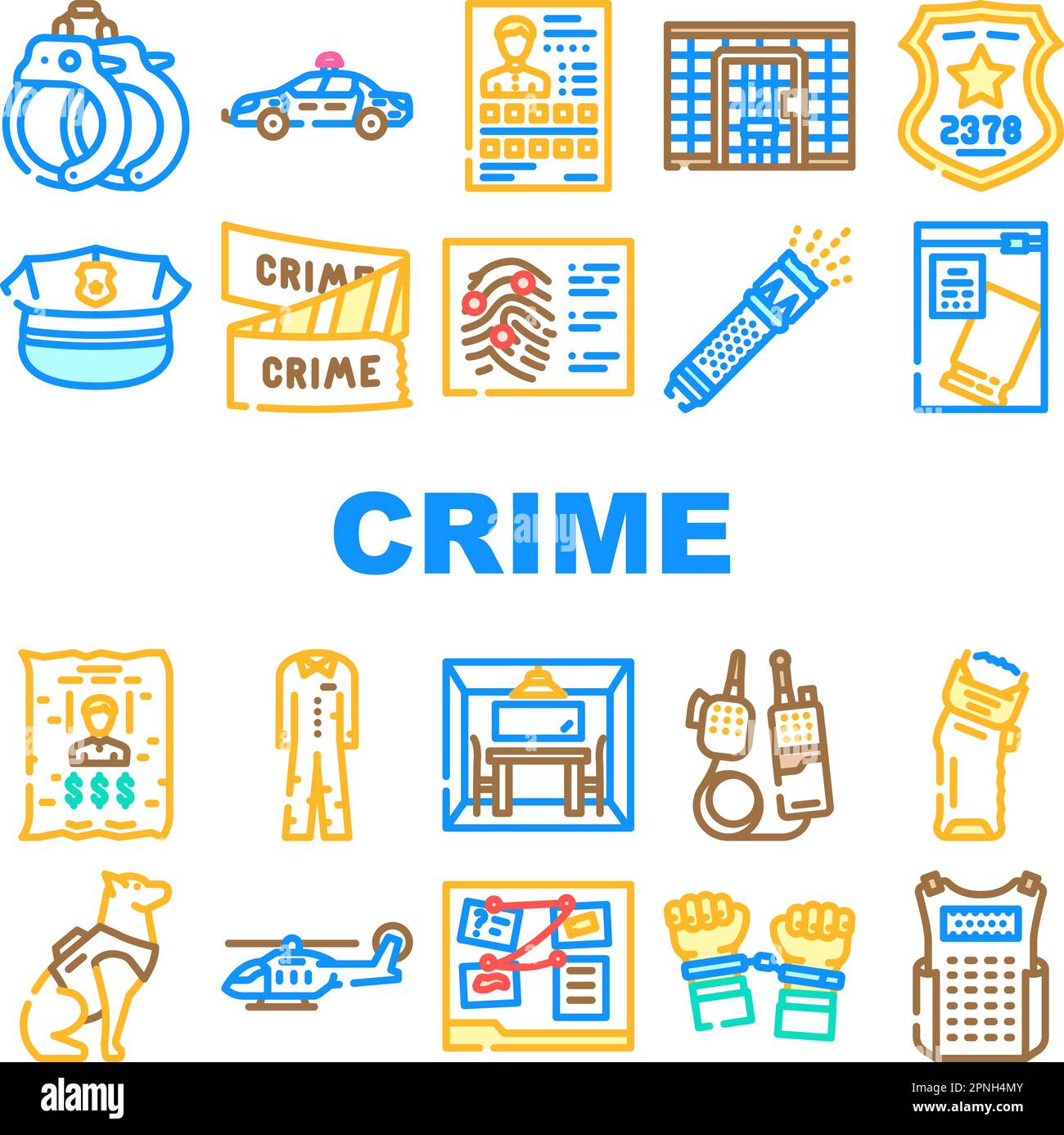 crime scene police criminal icons set vector Stock Vector Image & Art ...