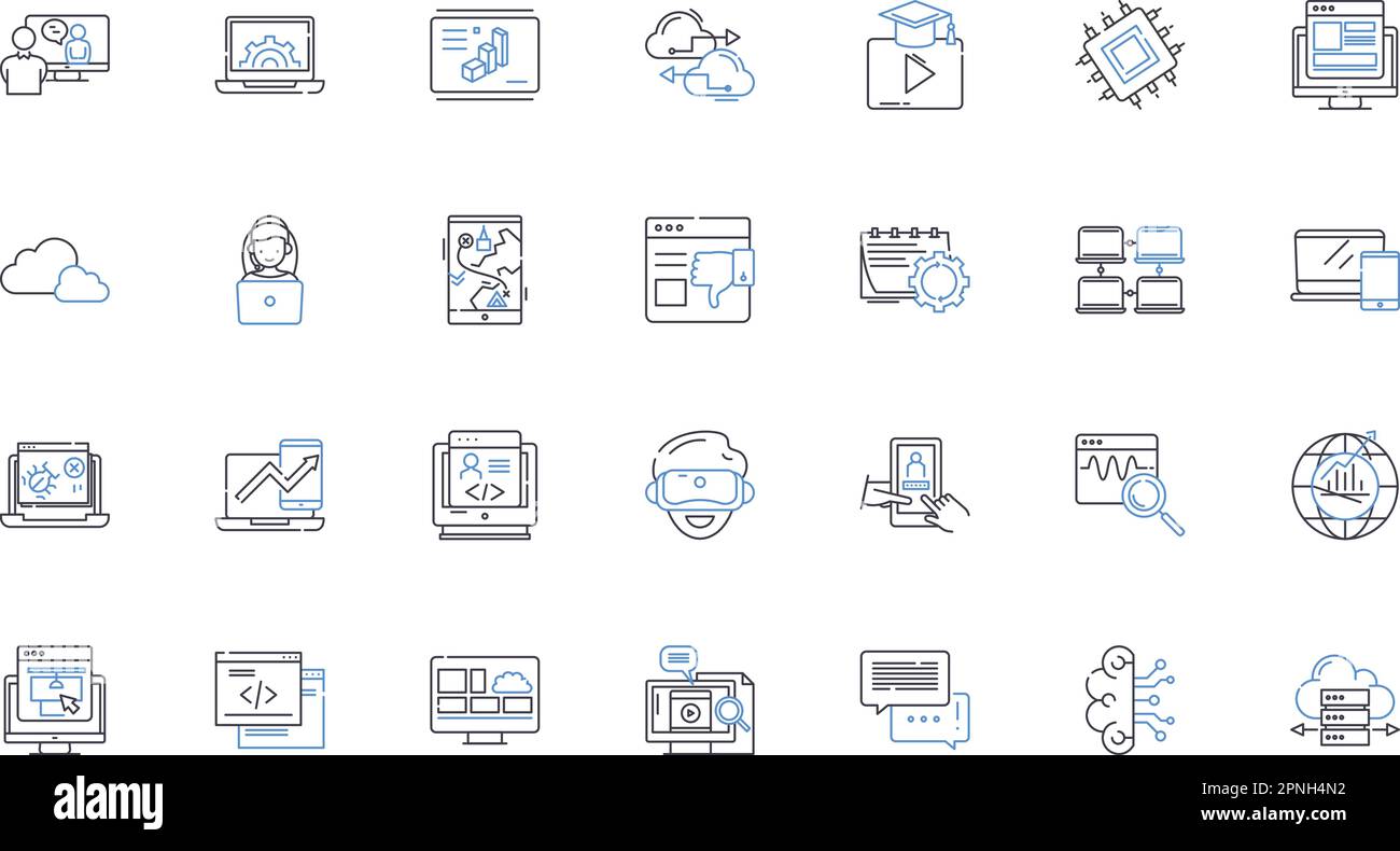 Cyber domain line icons collection. Cybersecurity, Hackers ... Cyber domain line icons collection. Cybersecurity, Hackers ...