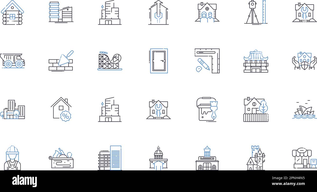 Shack line icons collection. Rustic, Cozy, Remote, Secluded, Intimate ...