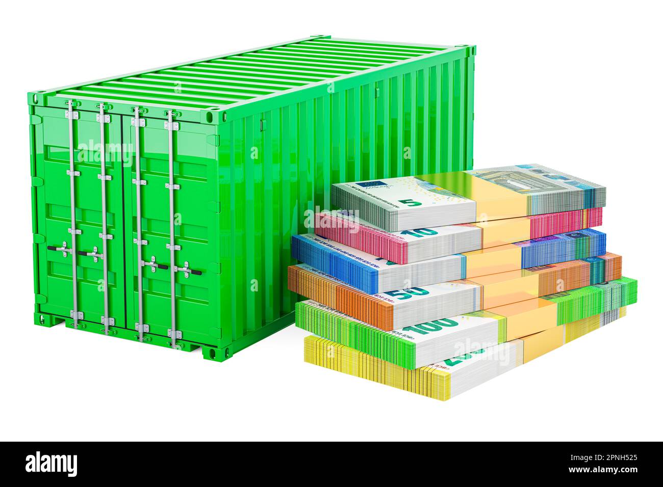 Cargo container with euro packs, 3D rendering isolated on white ...