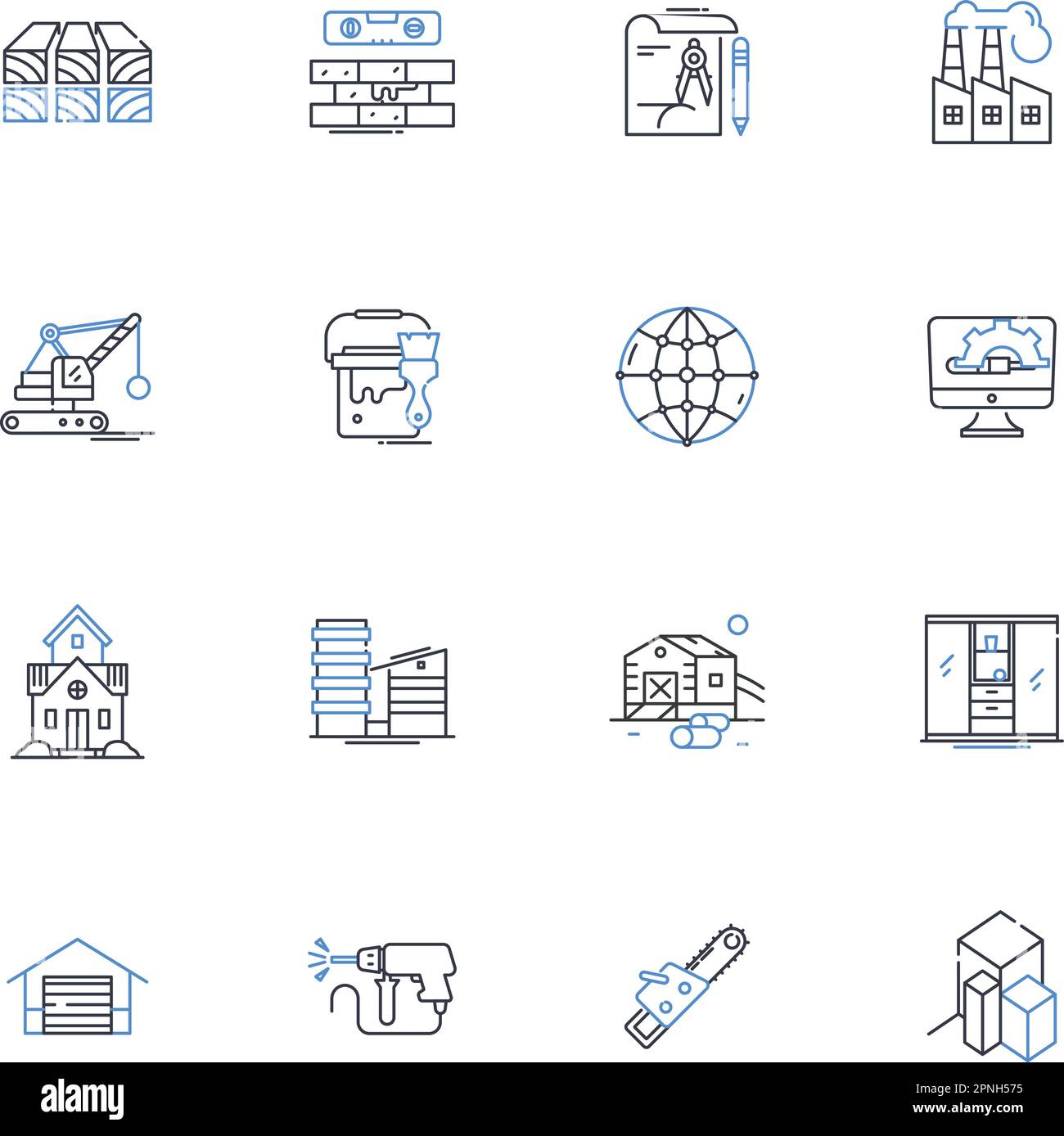 Masonry line icons collection. Mortar, Trowel, Mason, Brick, St ...