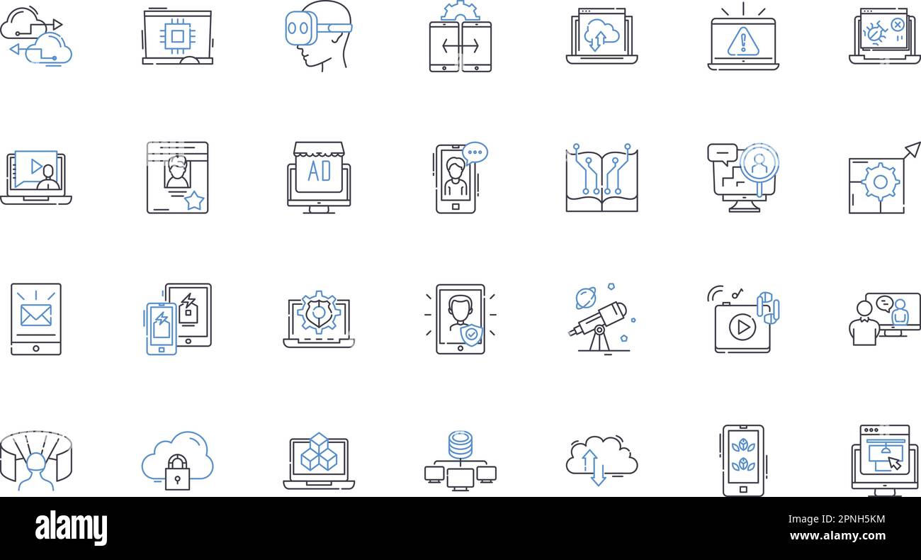 Web Technology Line Icons Collection Html Css Javascript Php Python Ruby Aspnet Vector