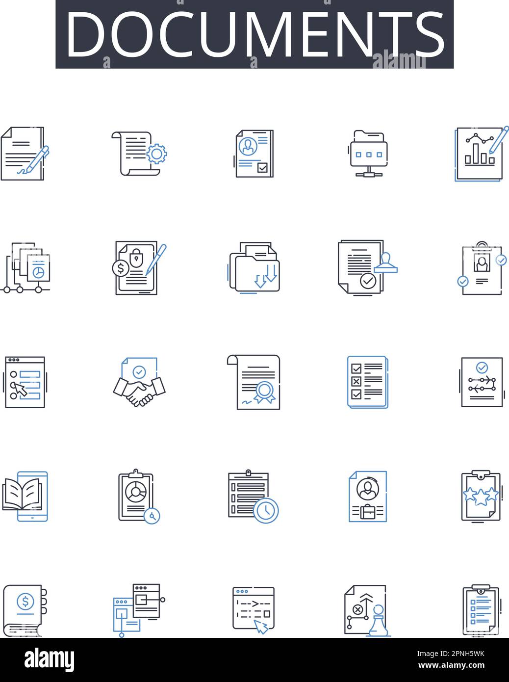 Documents line icons collection. Files, Papers, Records, Forms ...