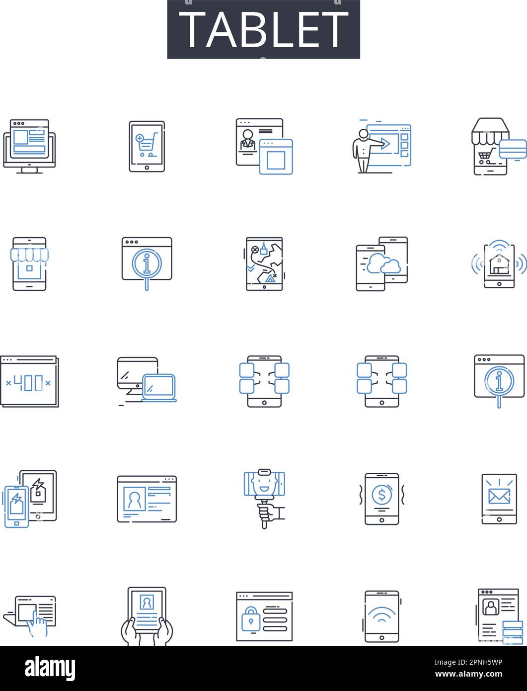 Tablet line icons collection. Gadget, Wireless, Device, Smartph, Netbook, Laptop, Computer ...