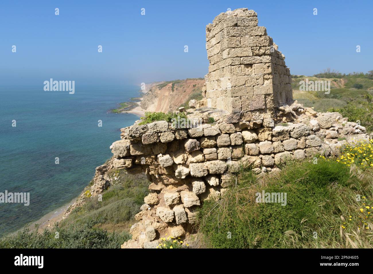 Remains of the Crusader castle in the ancient town of Apollonia (Tel ...