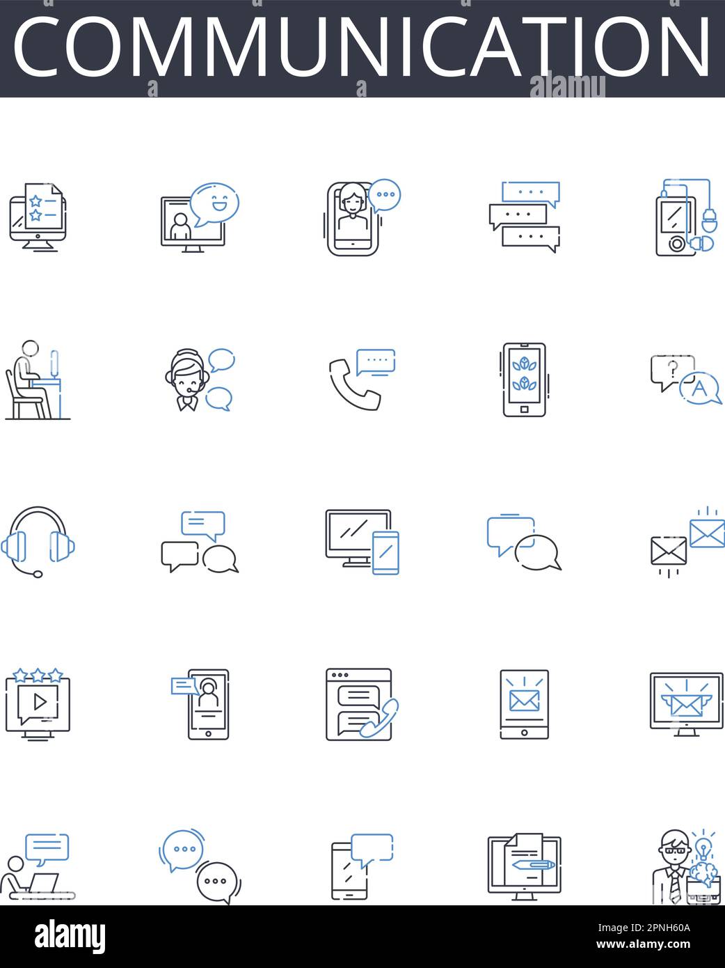 Communication line icons collection. Dialogue, Exchange, Correspondence, Interaction, Converse ...
