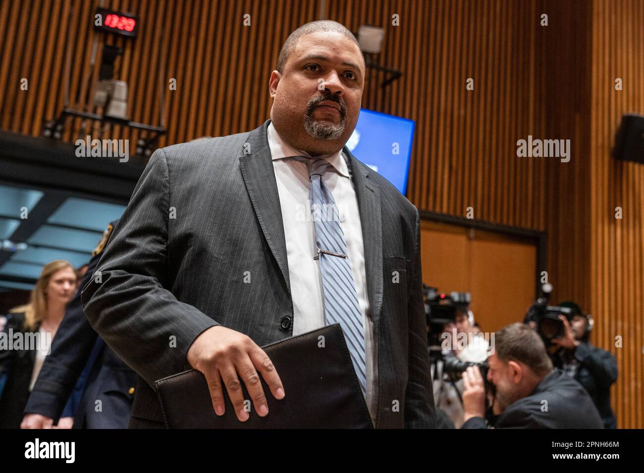 New York, United States. 18th Apr, 2023. Manhattan DA Alvin Bragg ...