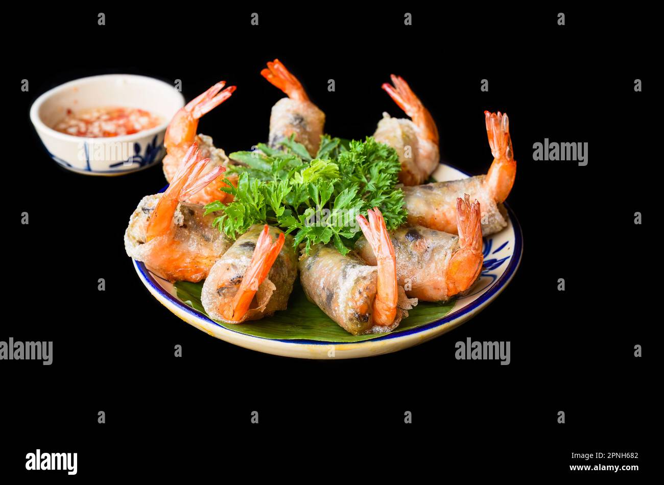 Traditional fried vietnamese spring rolls with shrimps and pork, rice ...
