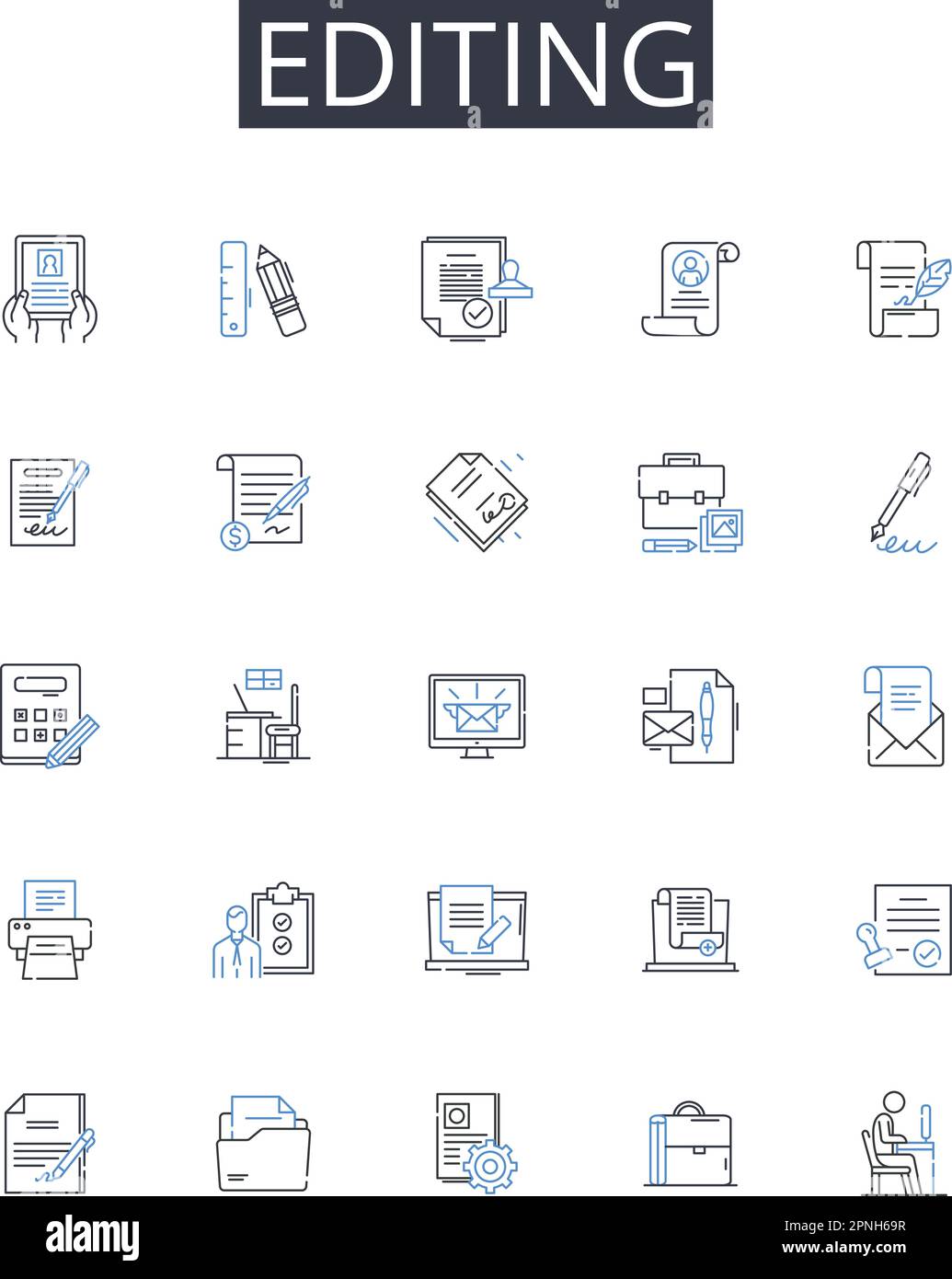 Editing line icons collection. Justice, Veracity, Ruling, Decision ...