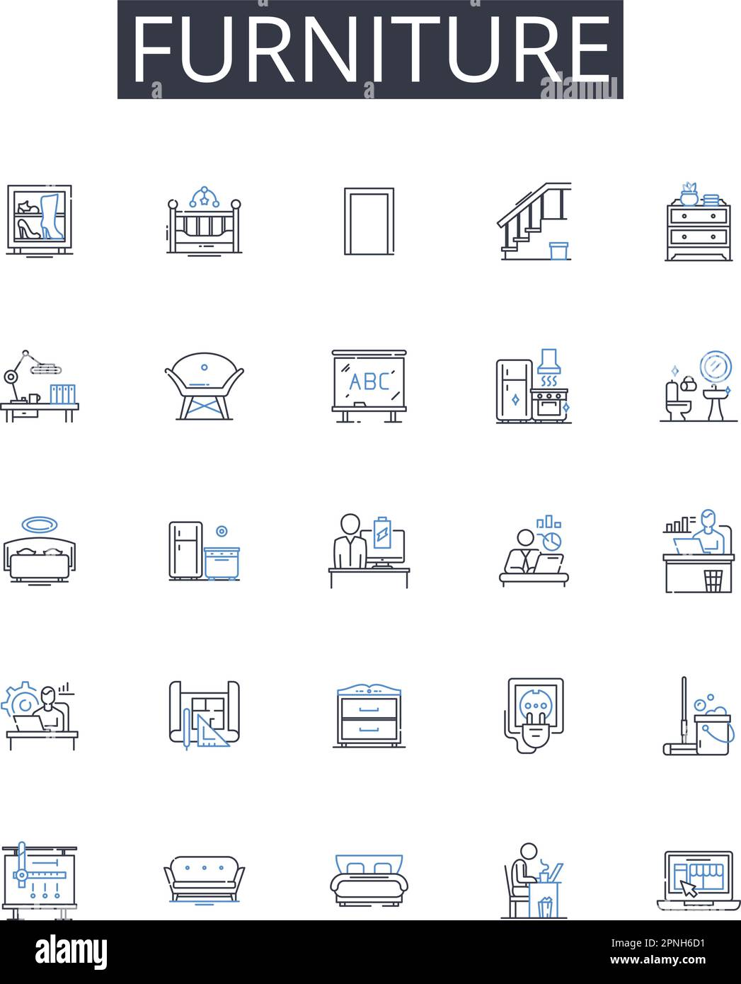 Furniture Line Icons Collection Partnership Teamwork Synergy Unity Connection