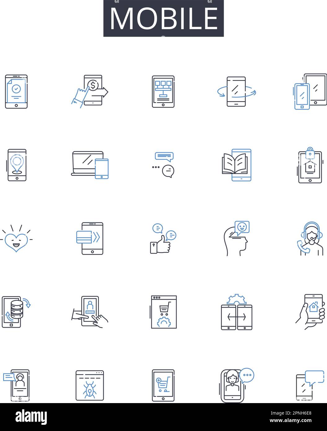 Mobile line icons collection. Improvement, Advancement, Growth ...