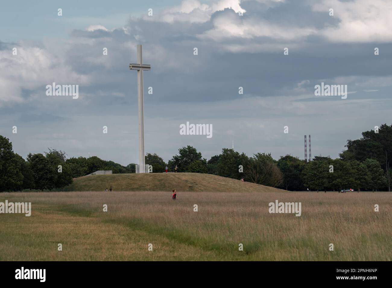 The Papal Cross in Phoenix Park, Dublin, Ireland, surrounded by lush ...