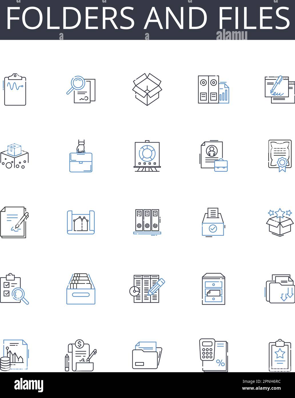 Folders and files line icons collection. SMS, QR Codes, Location-based, Apps, Responsive ...