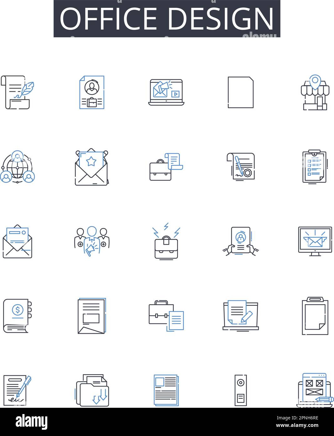 Office design line icons collection. Progression, Learning, Growth ...