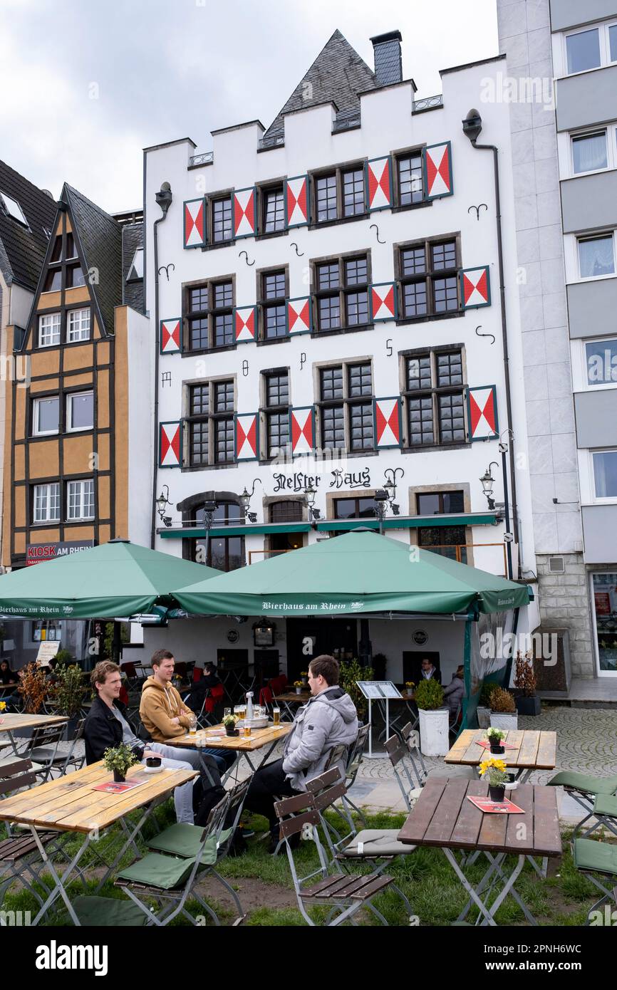 People outside the Delfter Haus bierhaus on 6th April 2023 in Cologne ...