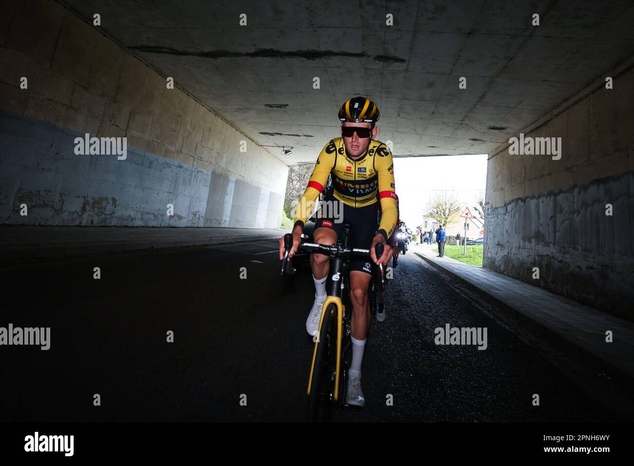Huy, Belgium. 19th Apr, 2023. Belgian Tiesj Benoot of Jumbo-Visma ...