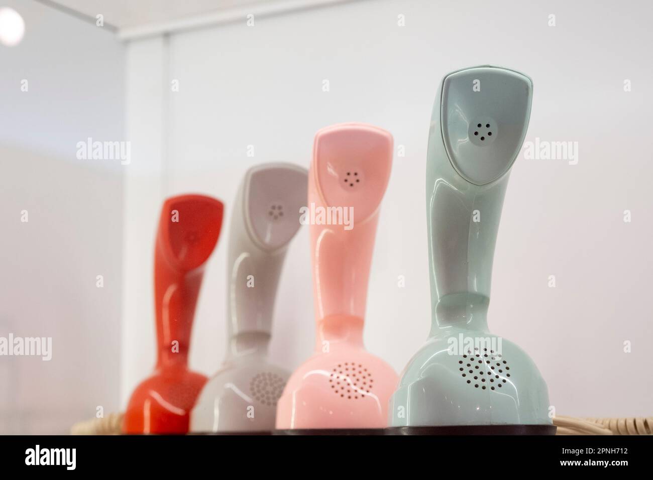 Exhibition of influential design objects including telephones by Hugo ...