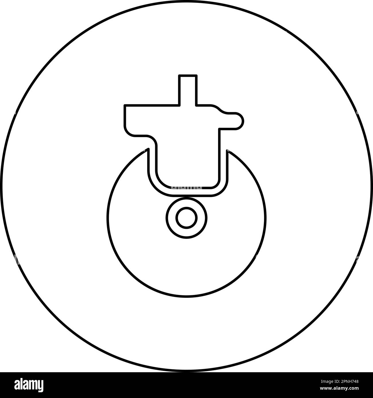 Wheel for furniture caster swivel icon in circle round black color ...