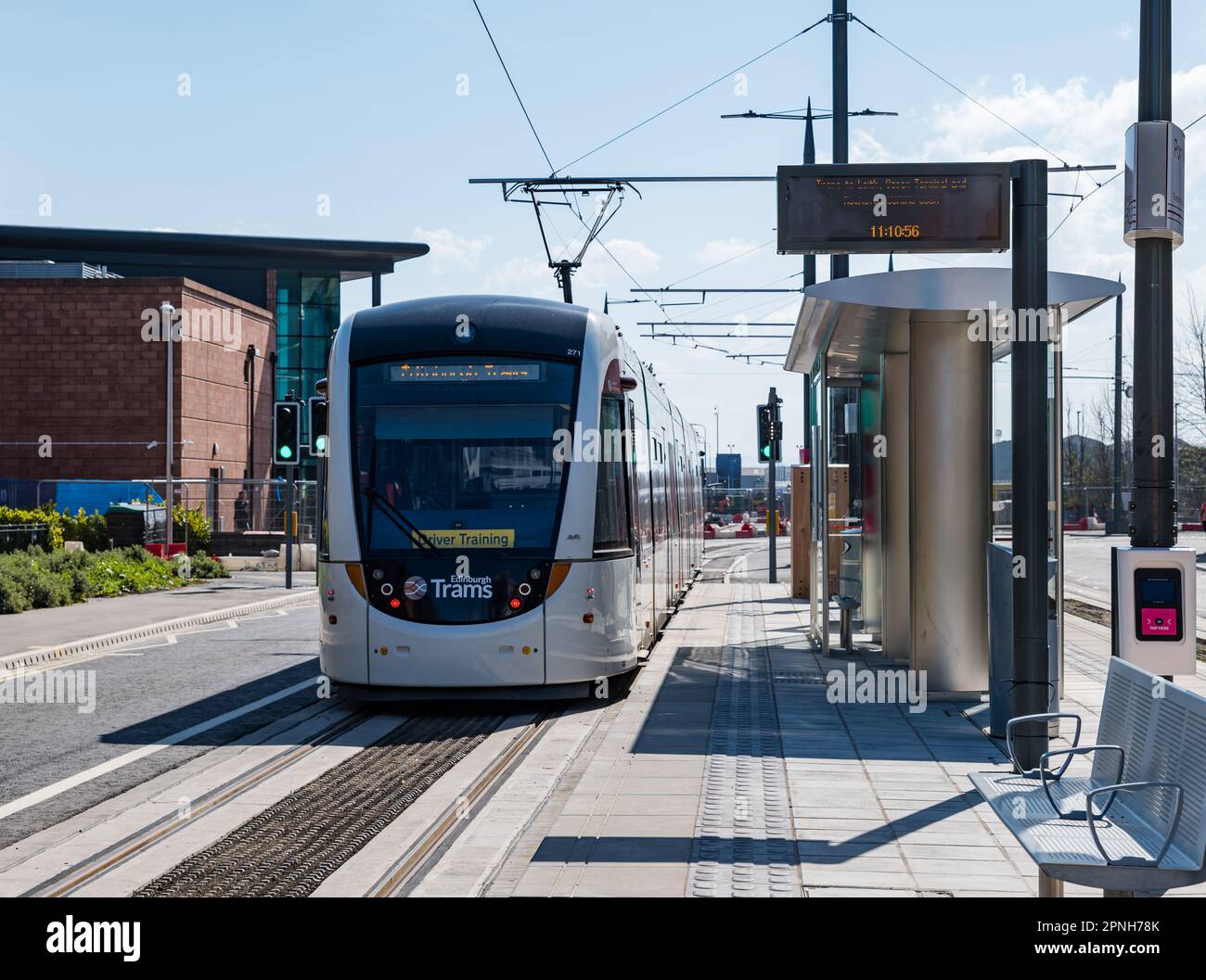Leith, Edinburgh, Scotland, UK, 19th April 2023. Trams to Newhaven running: the first trams to ...