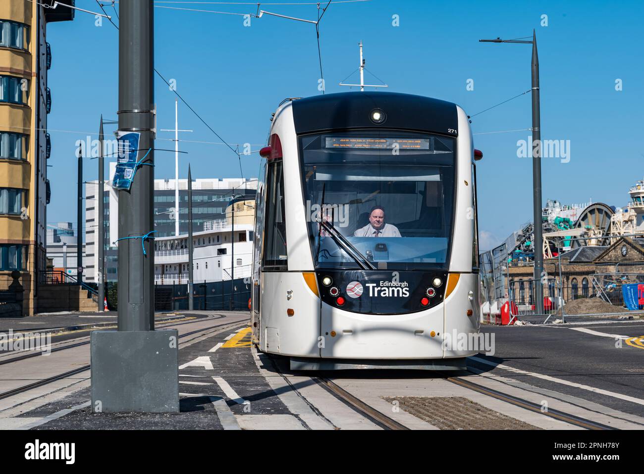 Leith, Edinburgh, Scotland, UK, 19th April 2023. Trams to Newhaven running: the first trams to ...