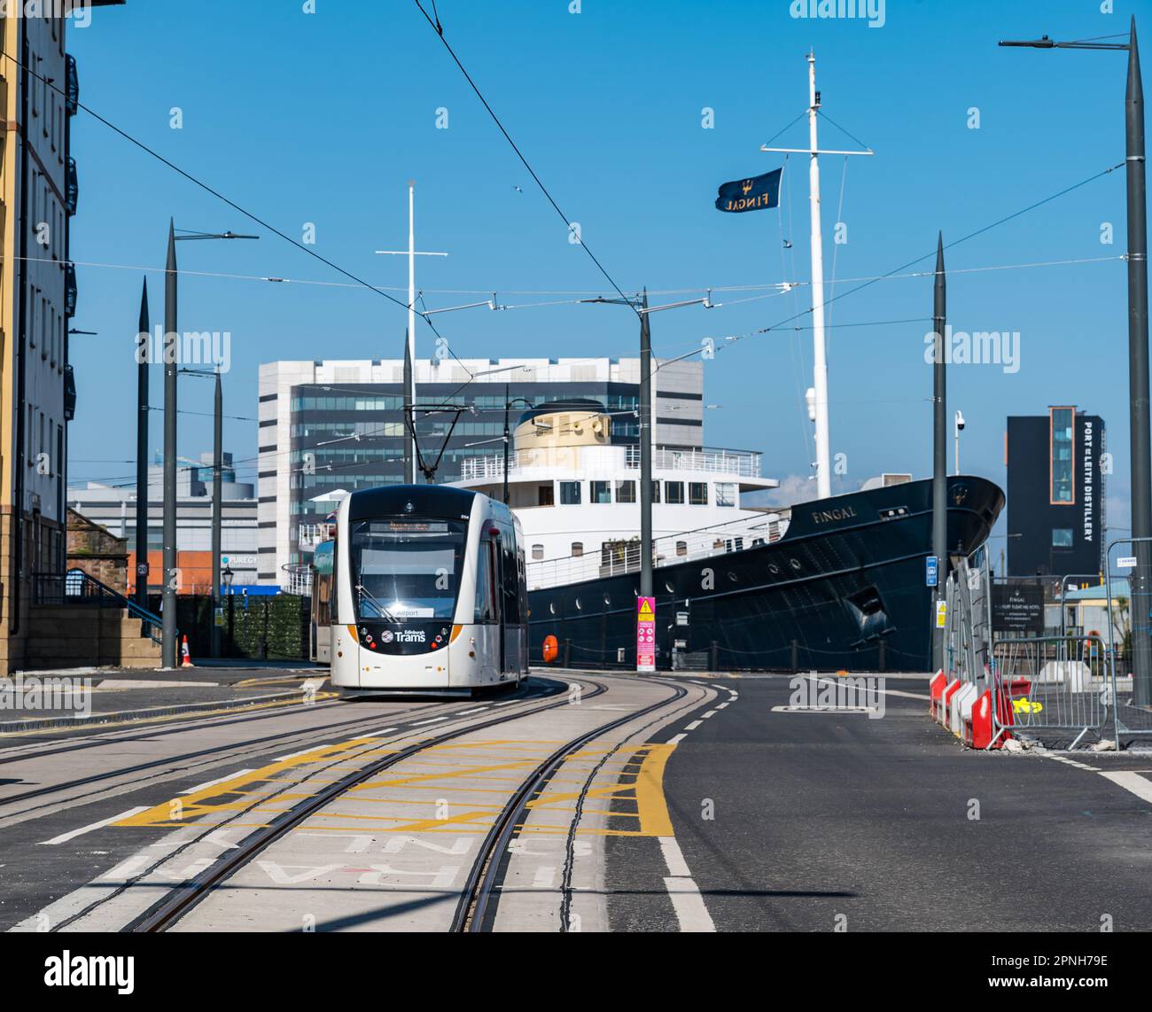 Leith, Edinburgh, Scotland, UK, 19th April 2023. Trams to Newhaven running: the first trams to ...