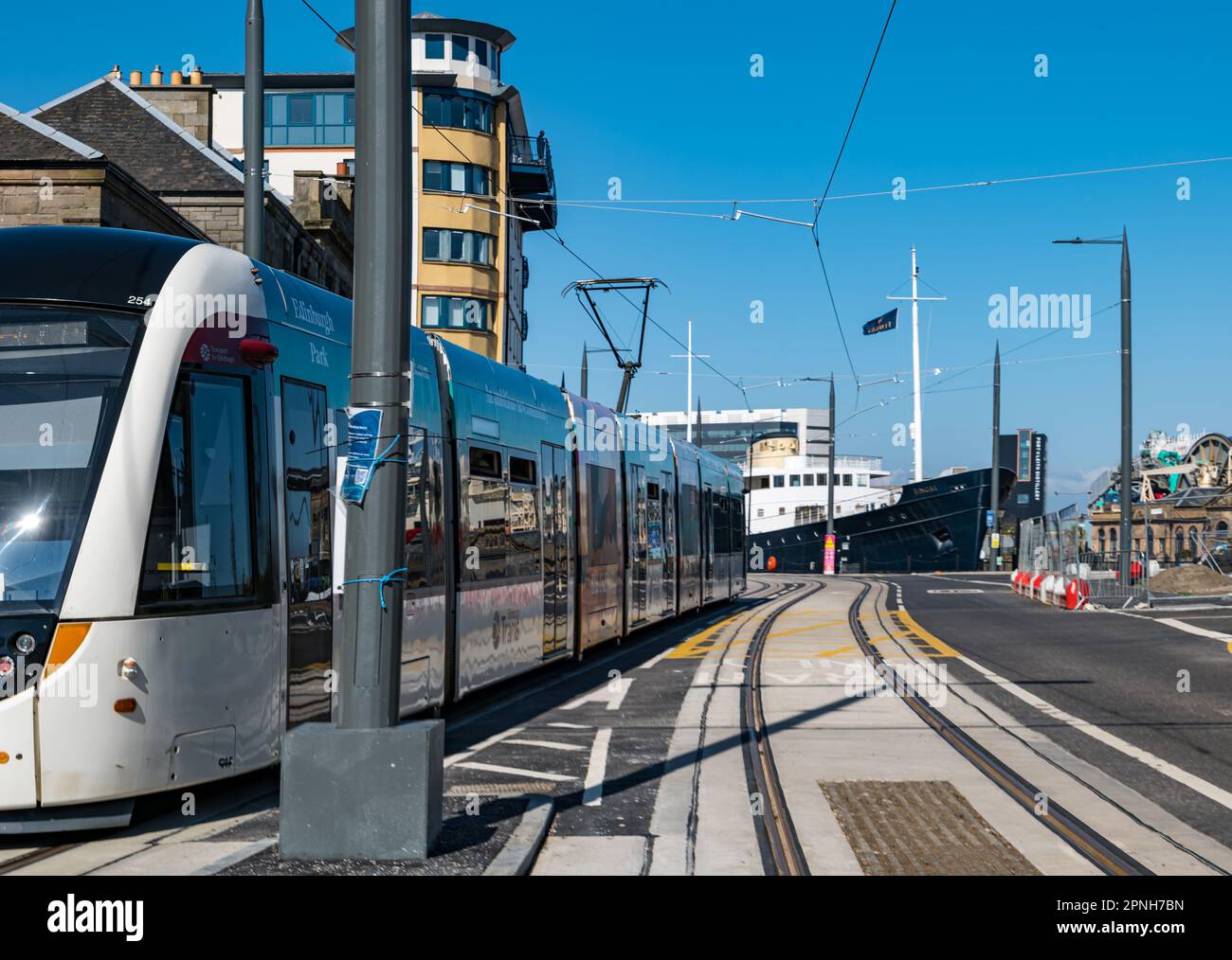 Leith, Edinburgh, Scotland, UK, 19th April 2023. Trams to Newhaven running: the first trams to ...