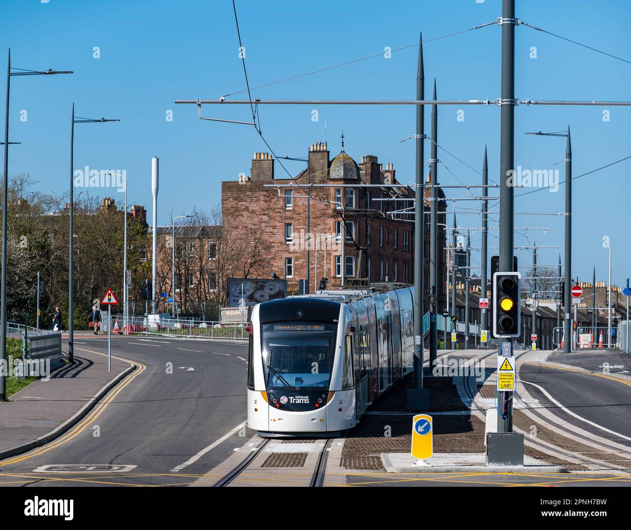Leith, Edinburgh, Scotland, UK, 19th April 2023. Trams to Newhaven running: the first trams to ...
