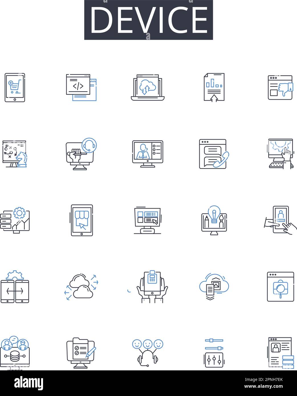 Device line icons collection. Apparatus, Appliance, Gadget, Equipment ...