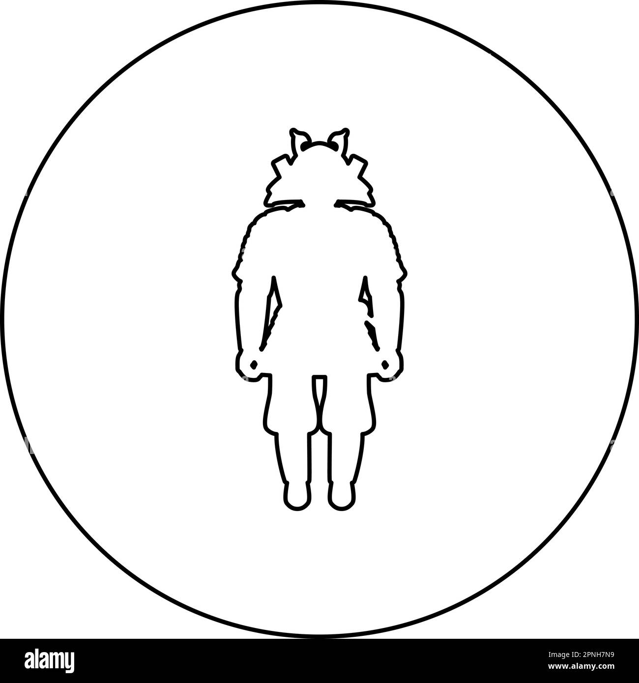 Samurai japanese war's hero silhouette warrior icon in circle round ...