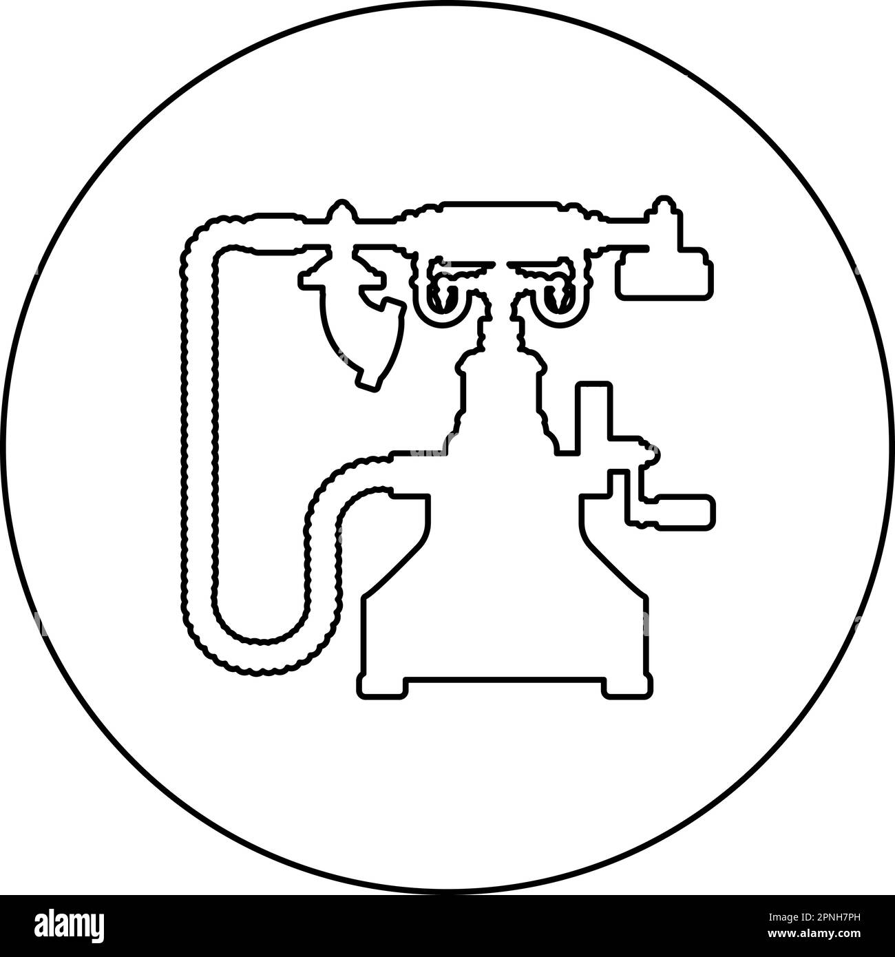 Vintage phone retro telephone old ancient production icon in circle ...