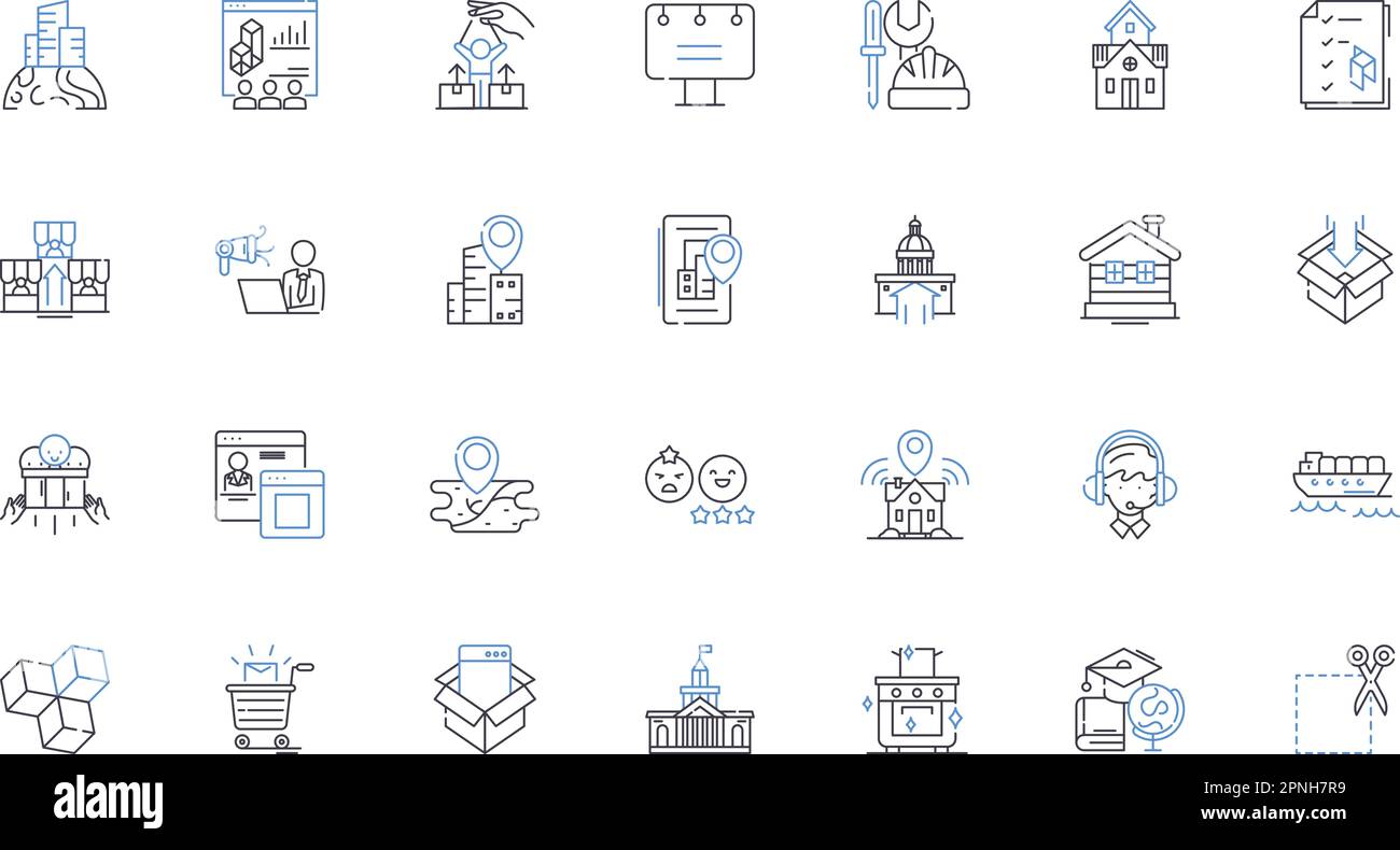 Location line icons collection. City, Metropolis, Suburb, Rural, Beach ...
