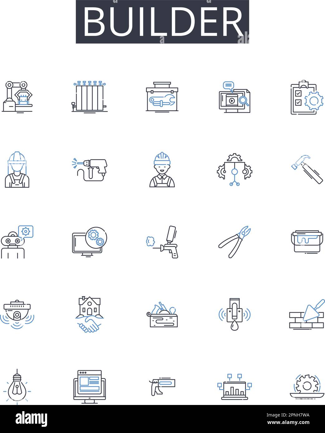 Builder line icons collection. Architect, Constructor, Contractor ...
