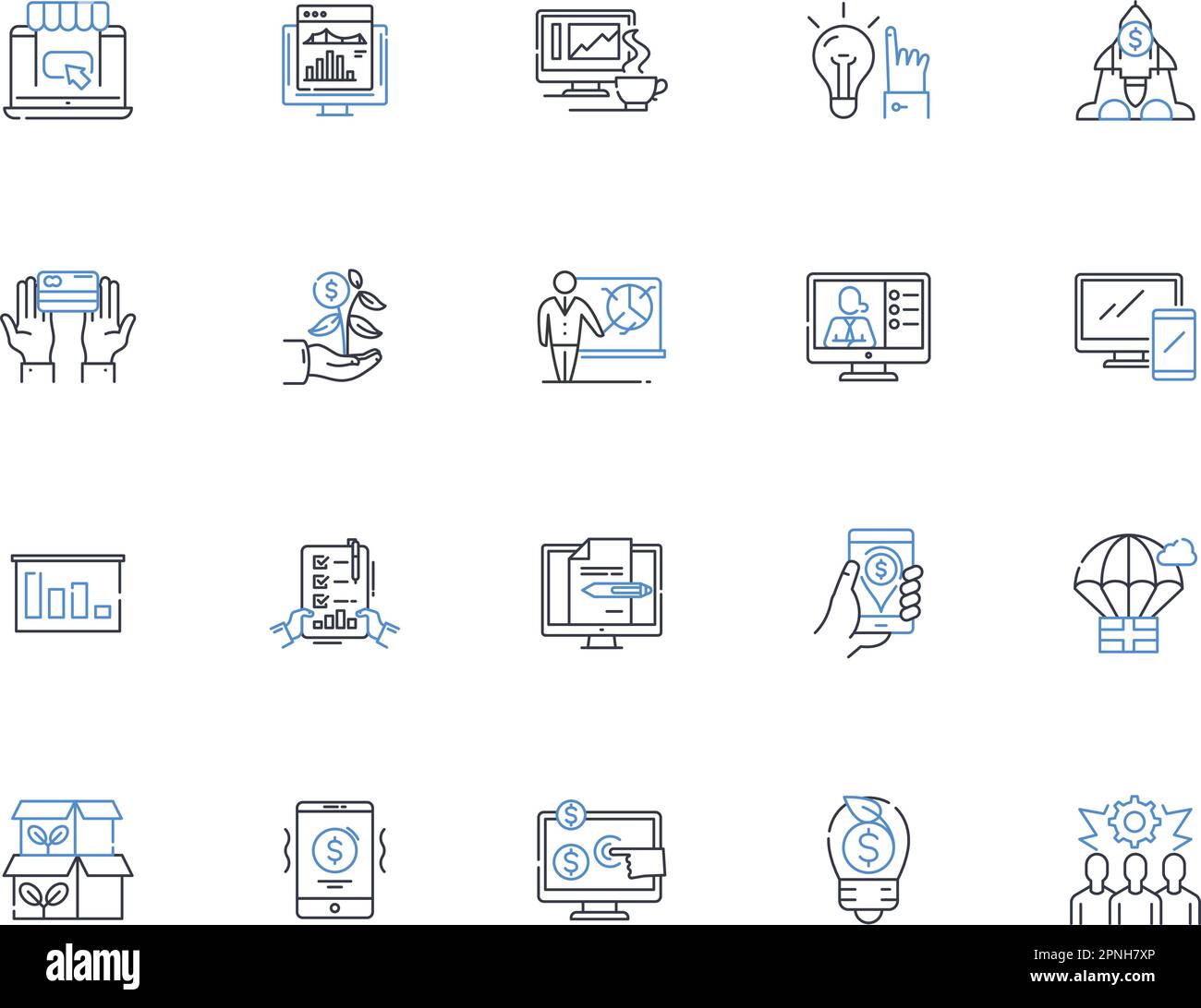 Up-and-coming business line icons collection. Innovation, Ambition ...