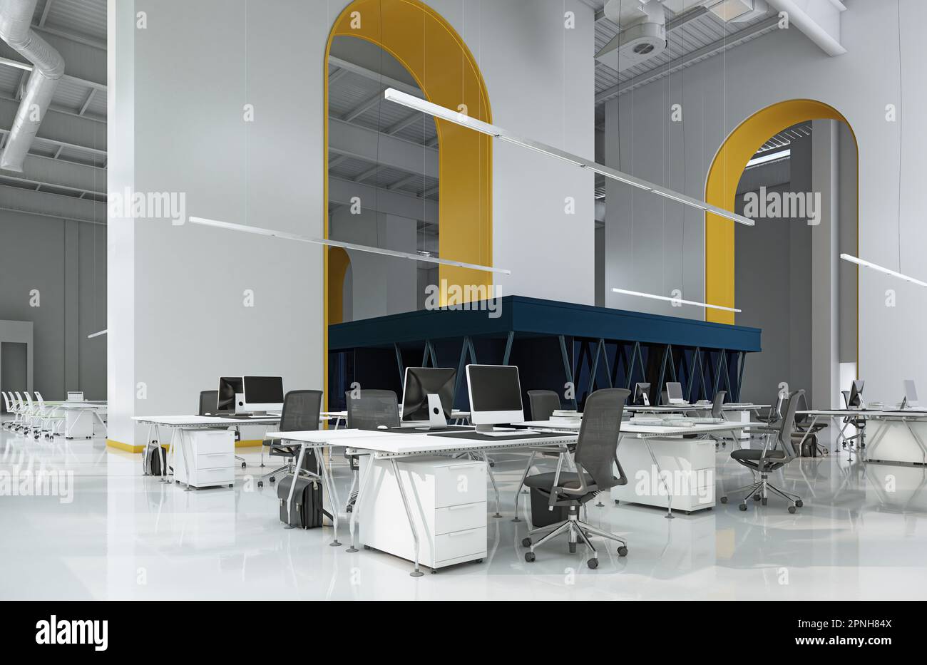 3D rendering interior of cleaning room. Design of modern workspace ...