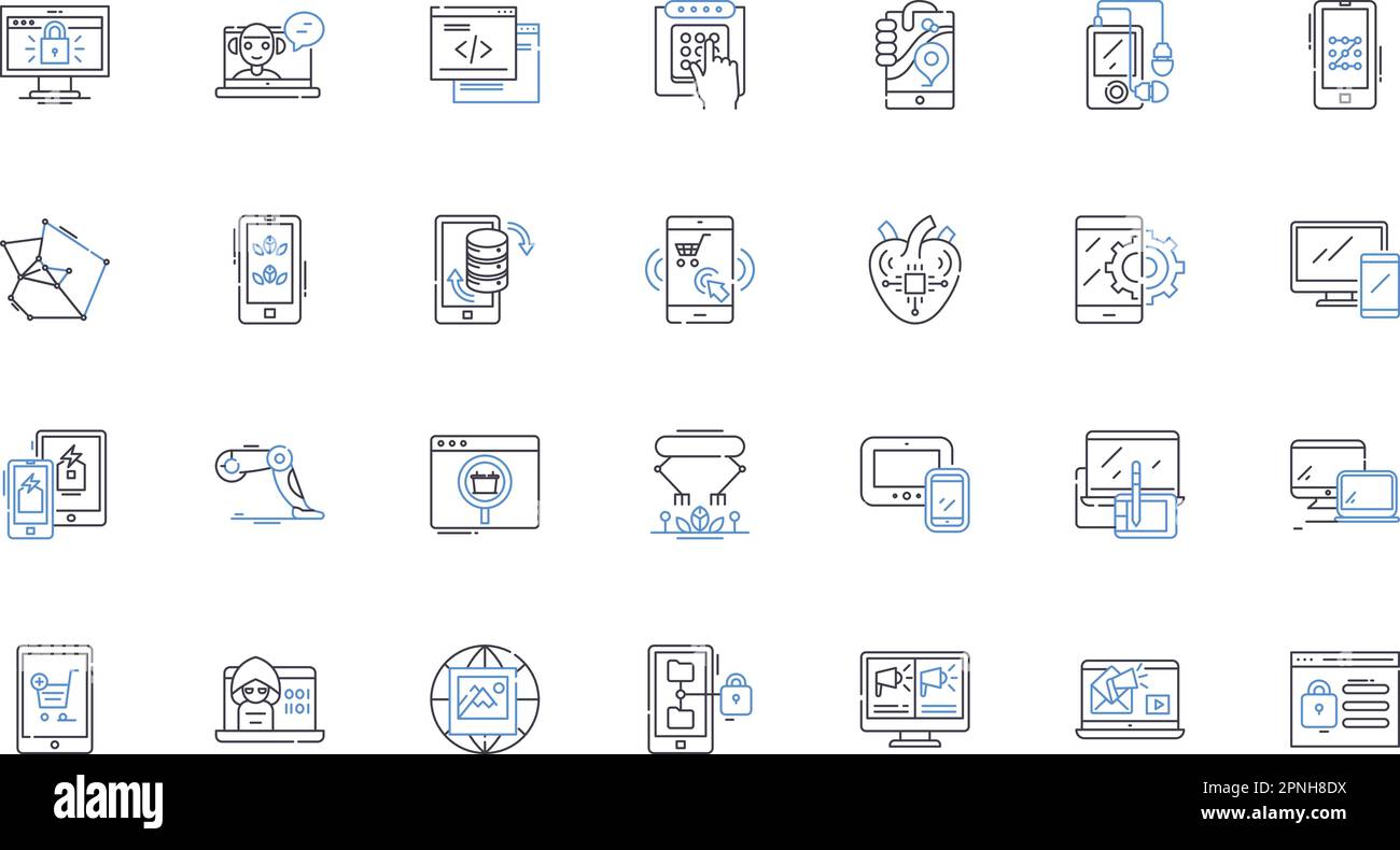 Virtual Devices Line Icons Collection Simulate Emulate Virtualize Digitalize Replicate
