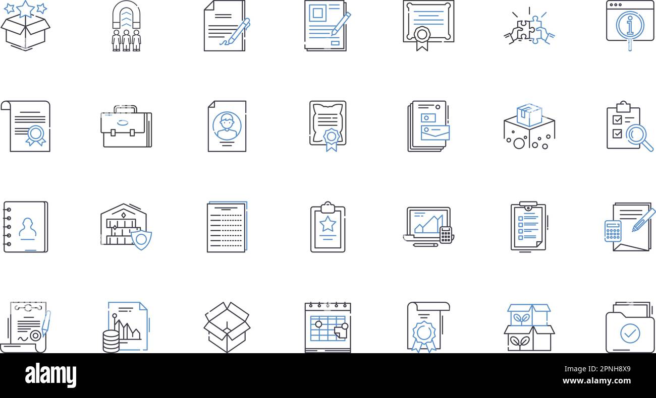 Government Paperwork Line Icons Collection Bureaucracy Forms
