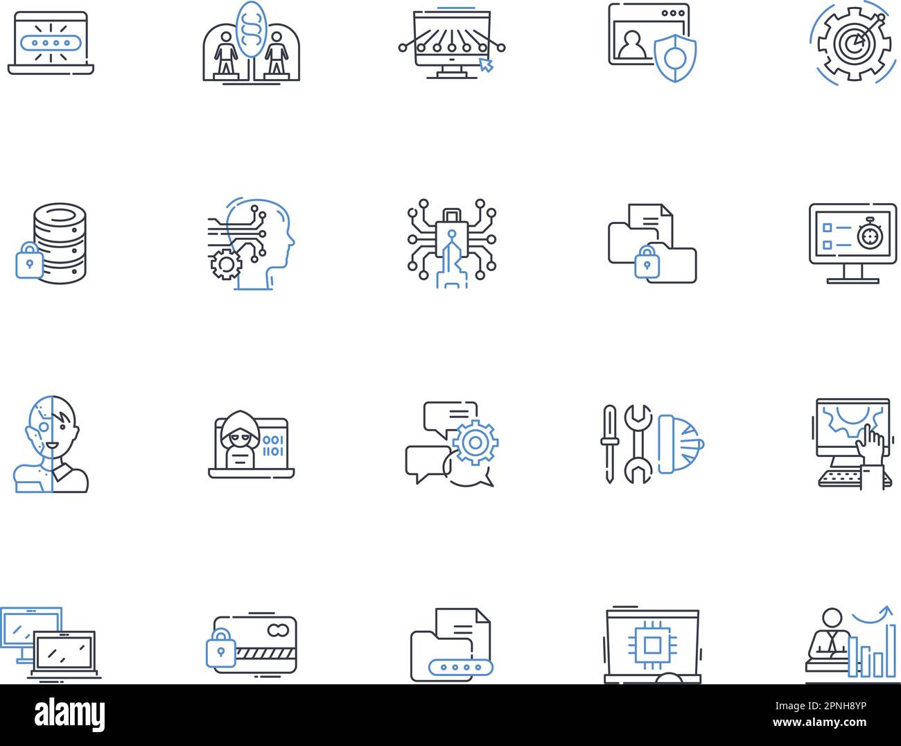 Controller Line Icons Collection Efficacy Operation Function Efficiency Precision Handling