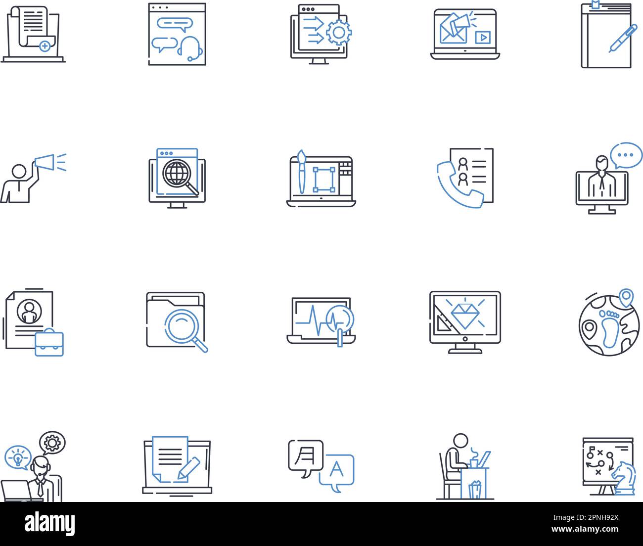 Public marketing line icons collection. Outreach, Promotion, Visibility ...