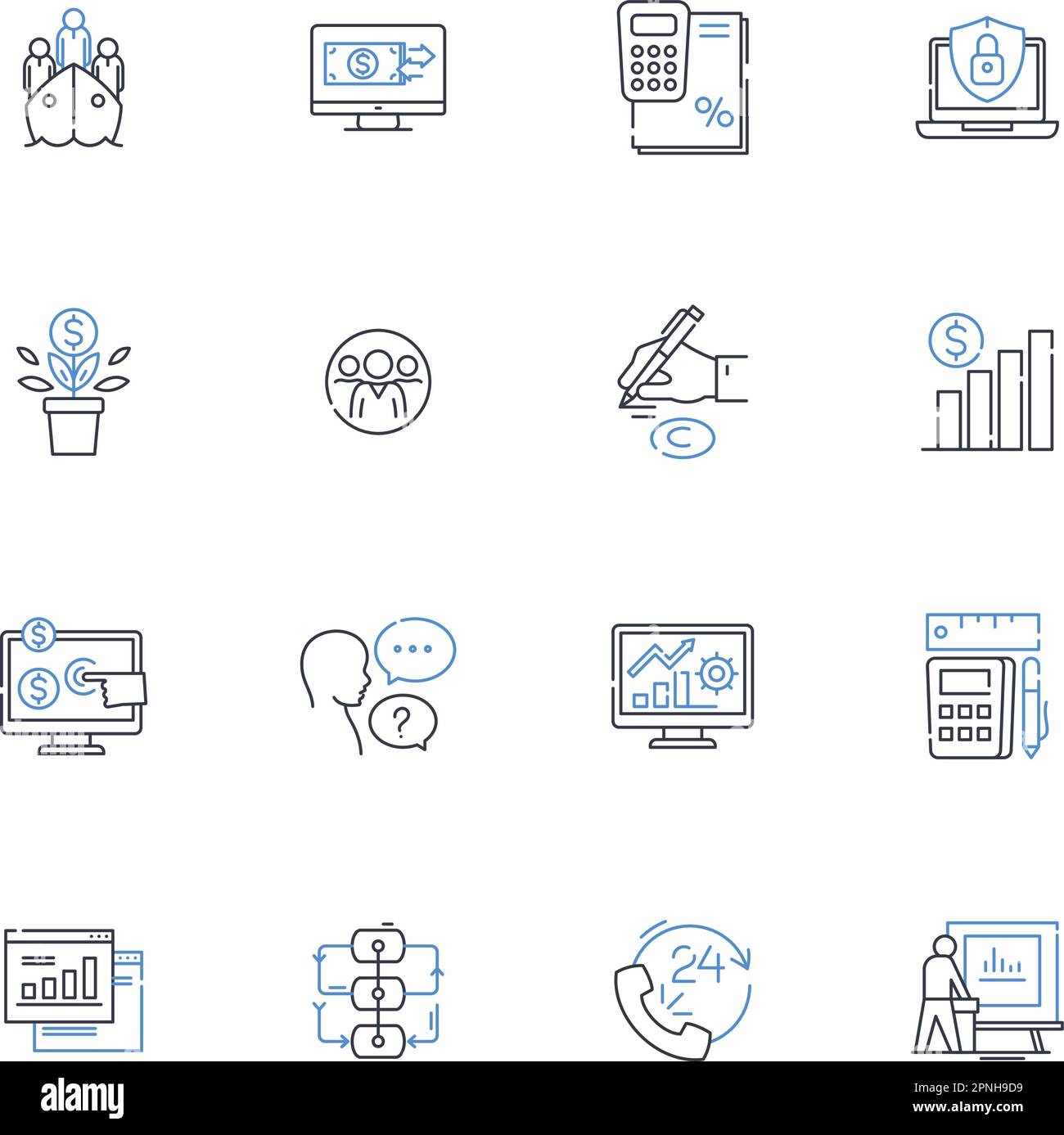 Aligning ventures line icons collection. Synergy, Partnership ...