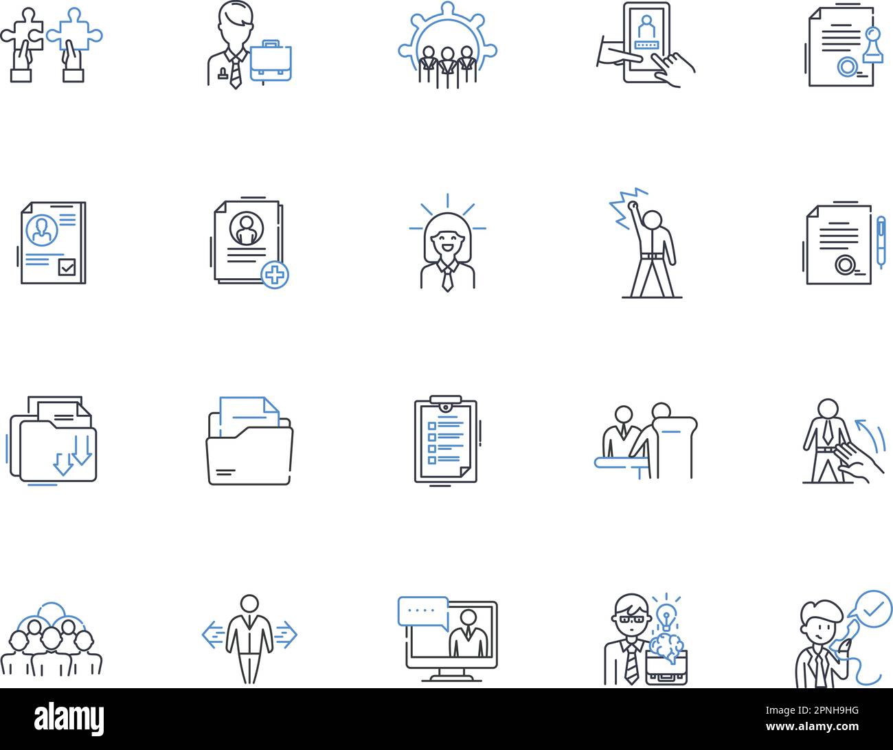 Workstation Tools Line Icons Collection Keyboard Mouse Monitor Chair Desk Scanner Printer
