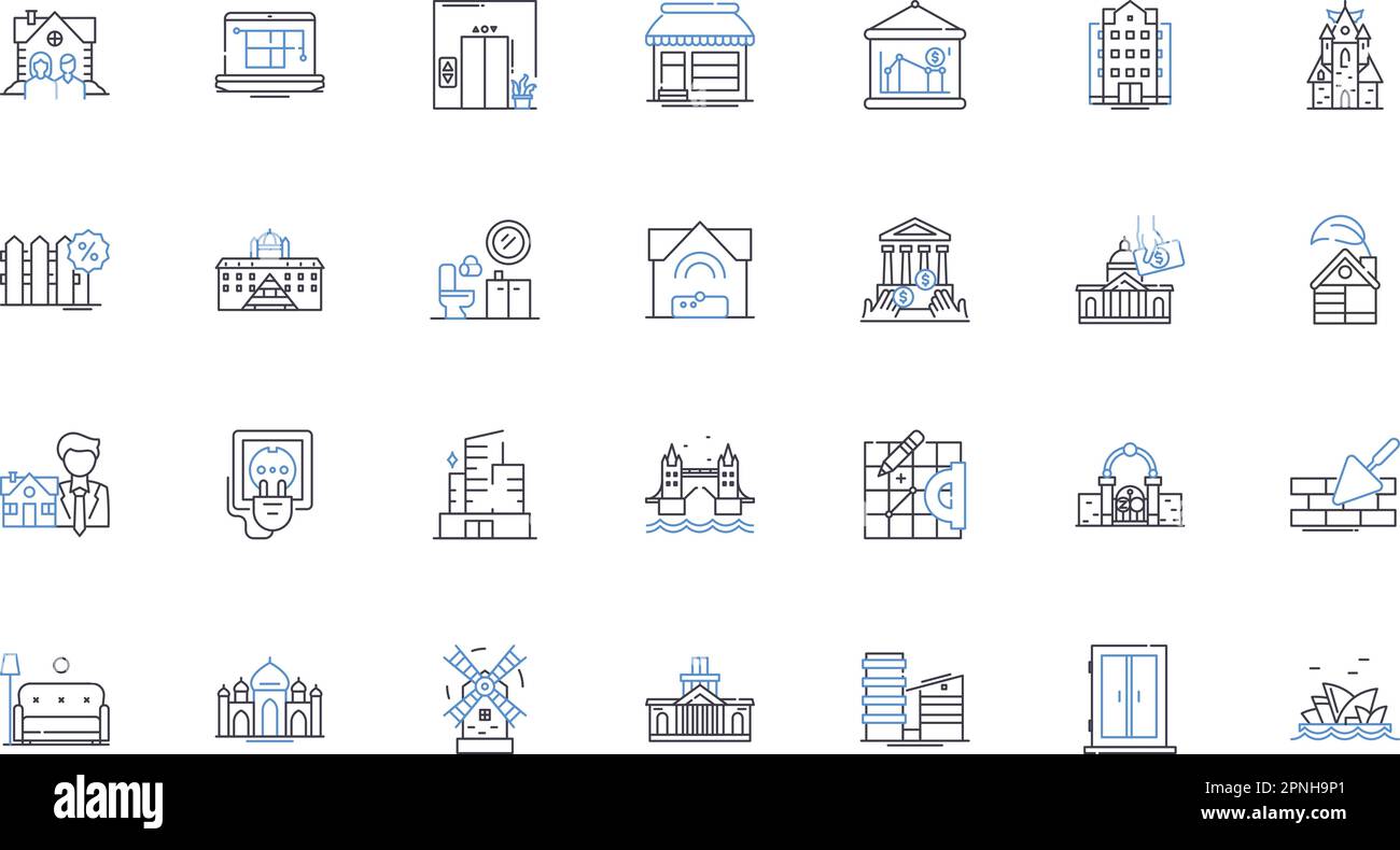 Housing Solutions Line Icons Collection Affordable Resilient