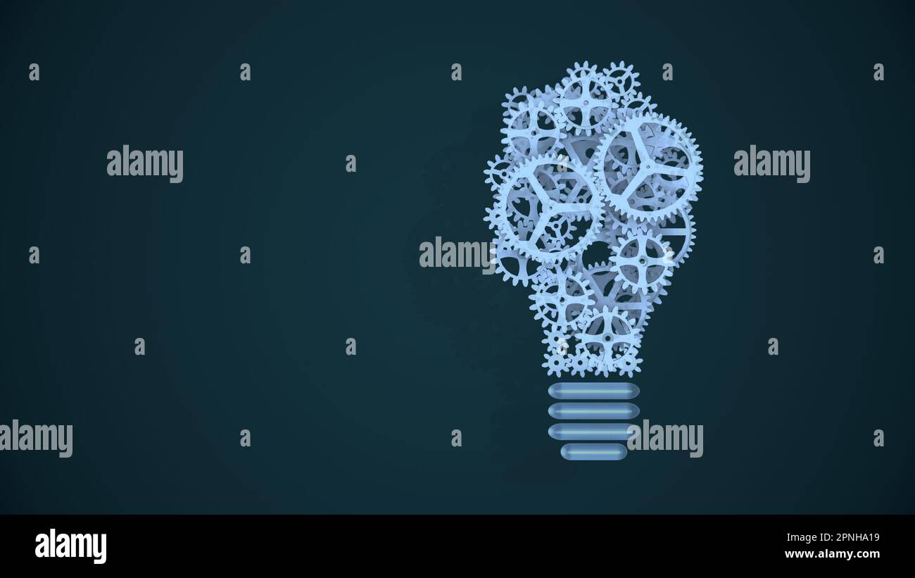 Light bulb of gears and cogs technology concept Stock Photo - Alamy