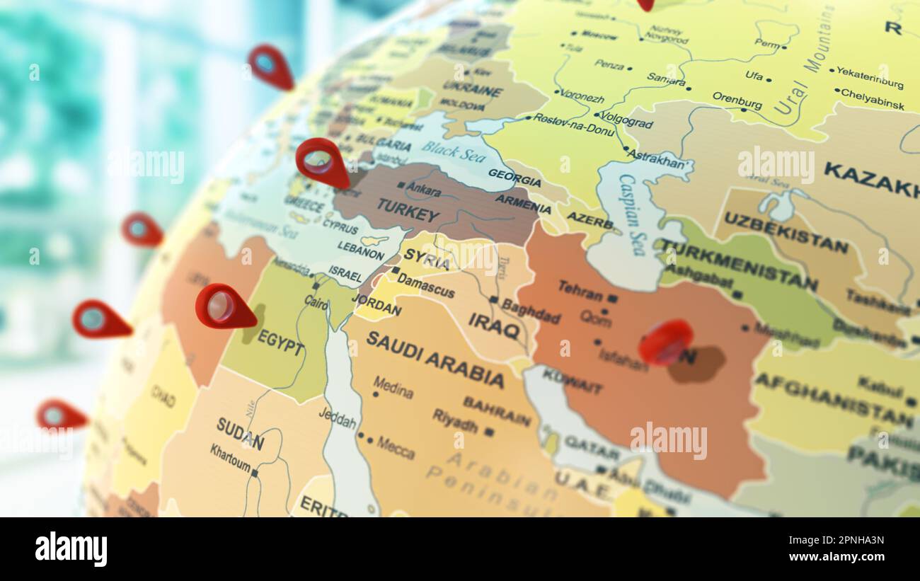 3d earth globe with location points Stock Photo - Alamy