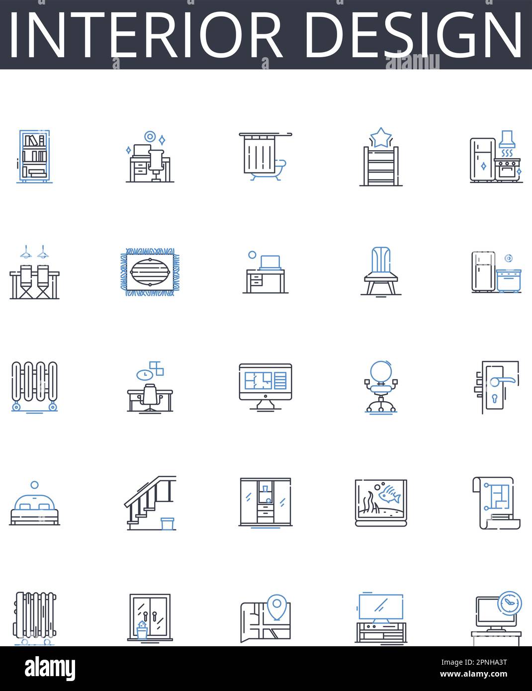 Interior design line icons collection. Graphic design, Landscape ...