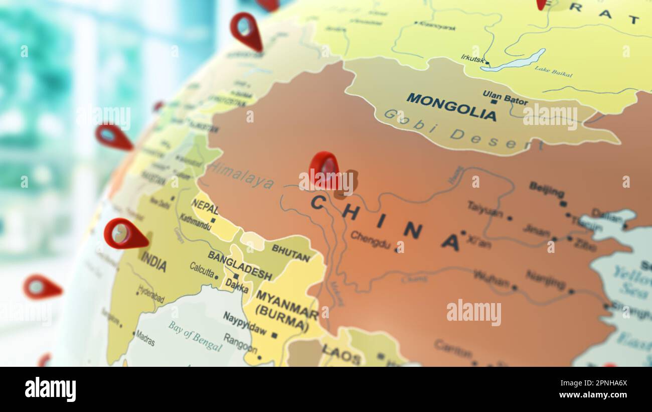 3d earth globe with location points Stock Photo - Alamy